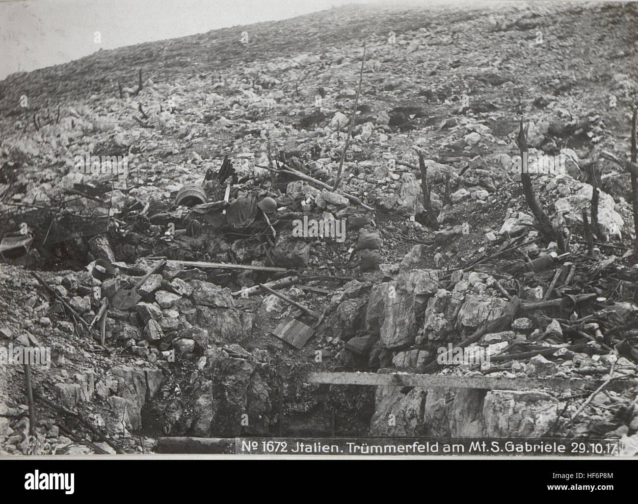 A photograph of the rubble field at Mount San Gabriele in Italy, taken ...