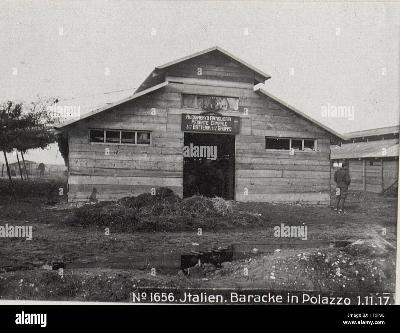 An image of a barrack in Polazzo, Italy, during World War I, captured ...