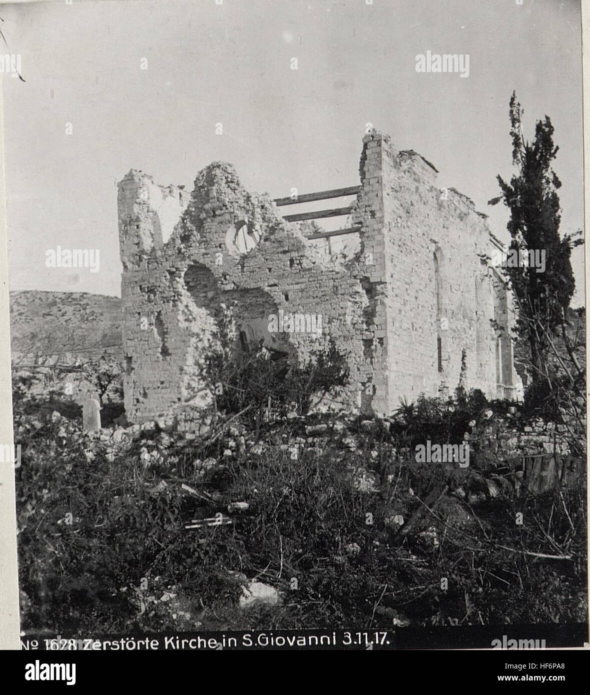 Destroyed church in San Giovanni, photographed on November 3, 1917 ...
