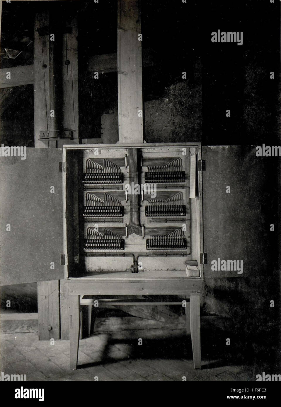 A historical photograph of the telephone and telegraph center at Trient ...