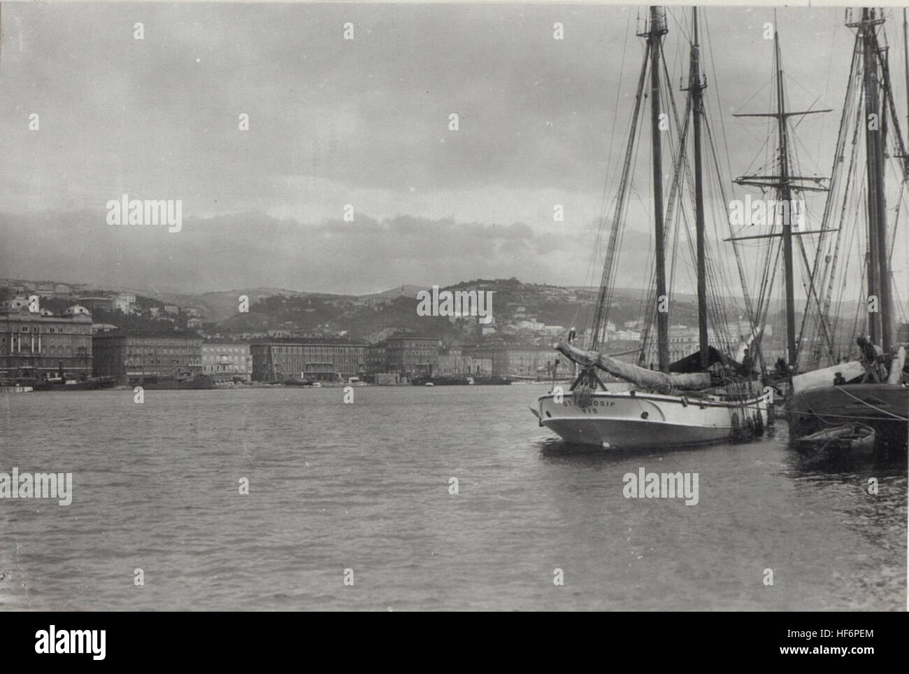 A photograph of the Fiume harbor facing east during World War I ...
