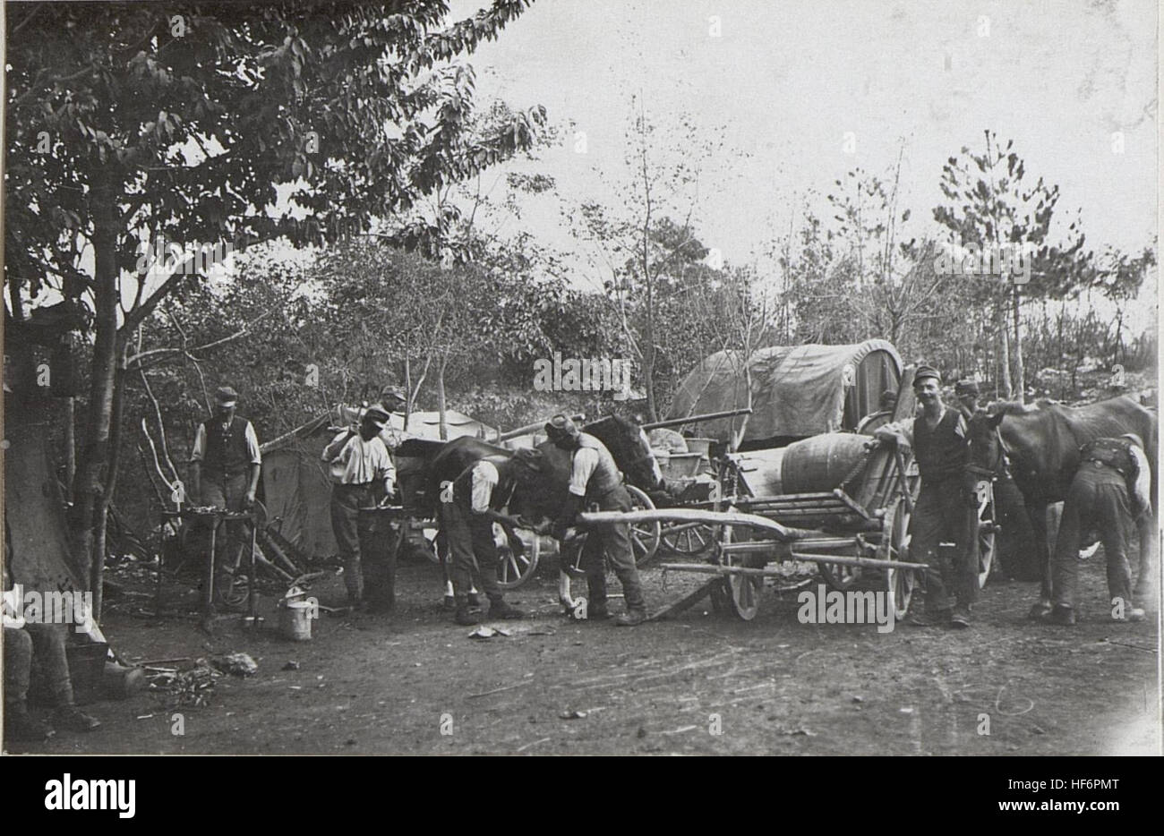 A field forge on the Isonzo Front during World War I, photographed on ...