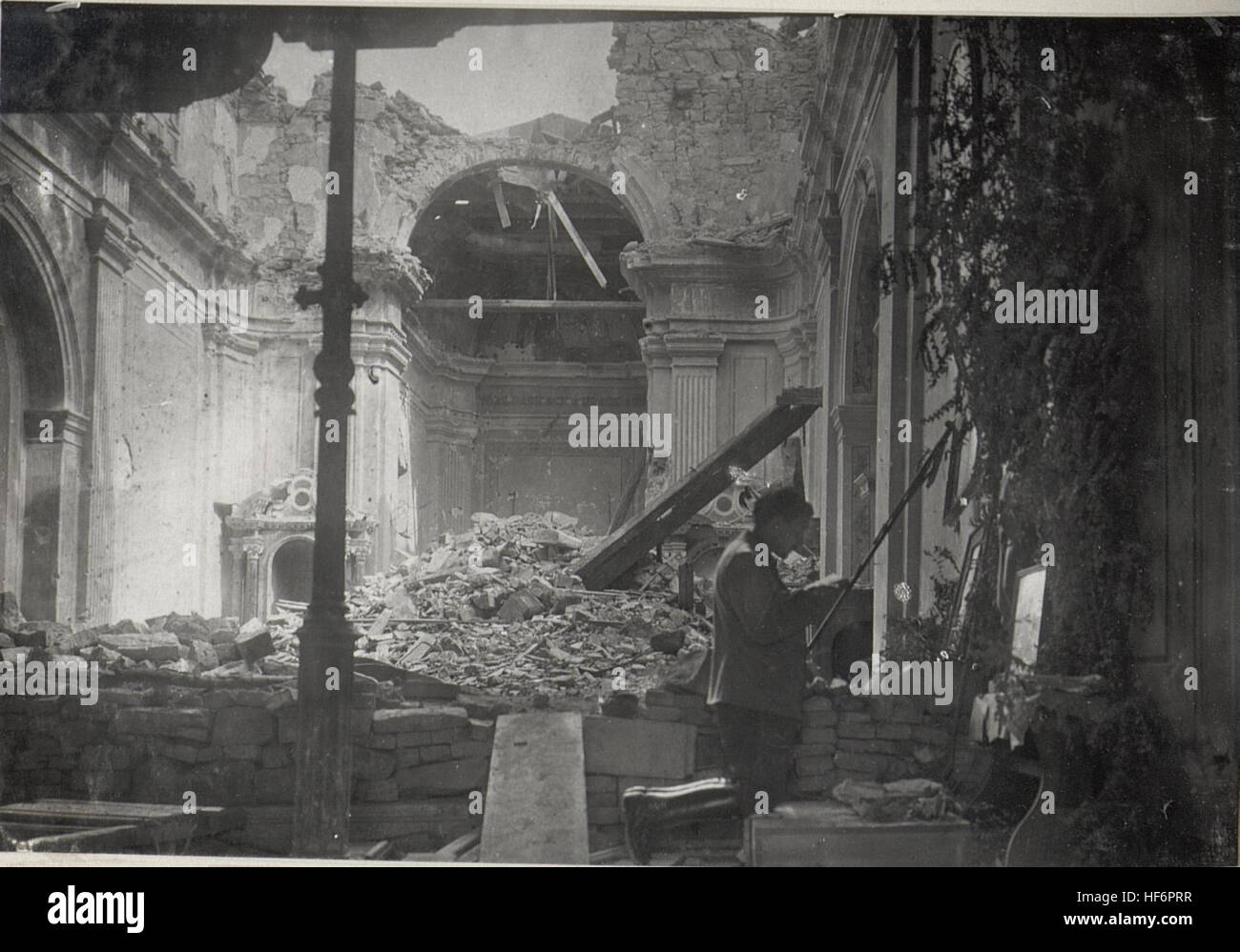 A photograph of a destroyed church at the Isonzo Front during World War ...