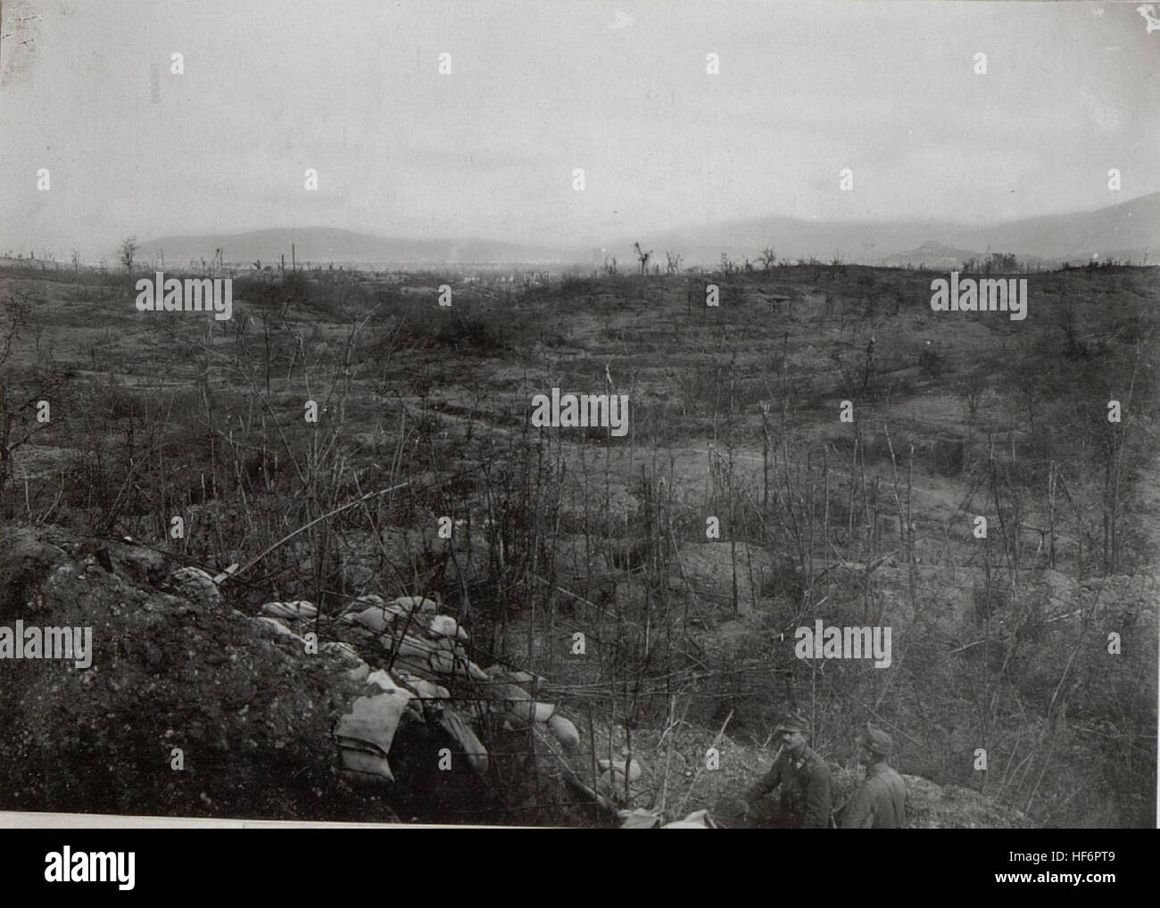 Image from the First World War showing the battlefield near Görz, dated ...
