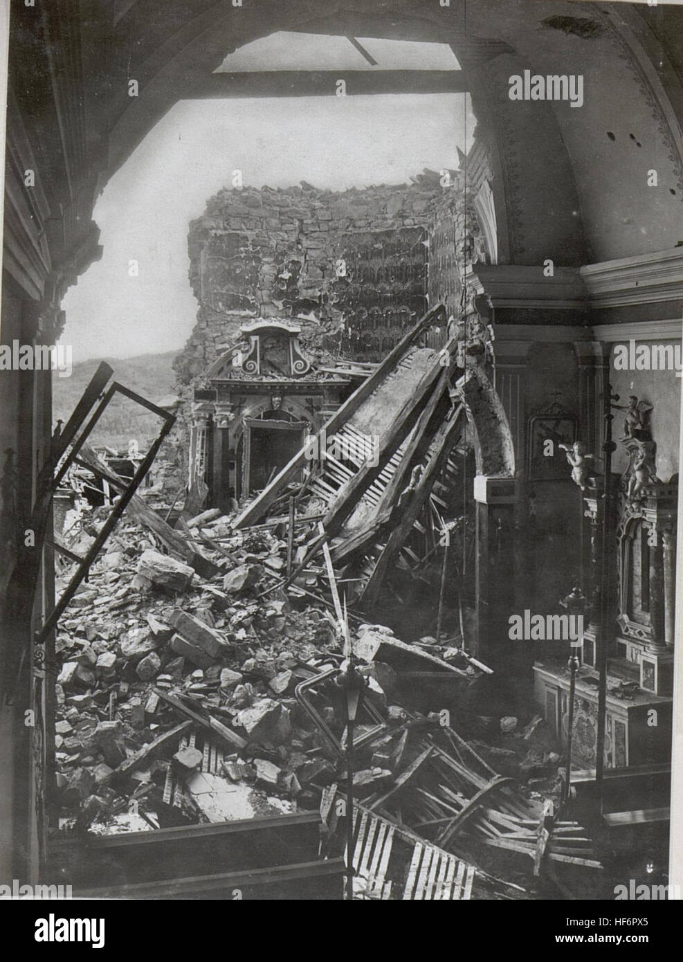 Destroyed church in Wippachtal, 12th September 1917, First World War ...