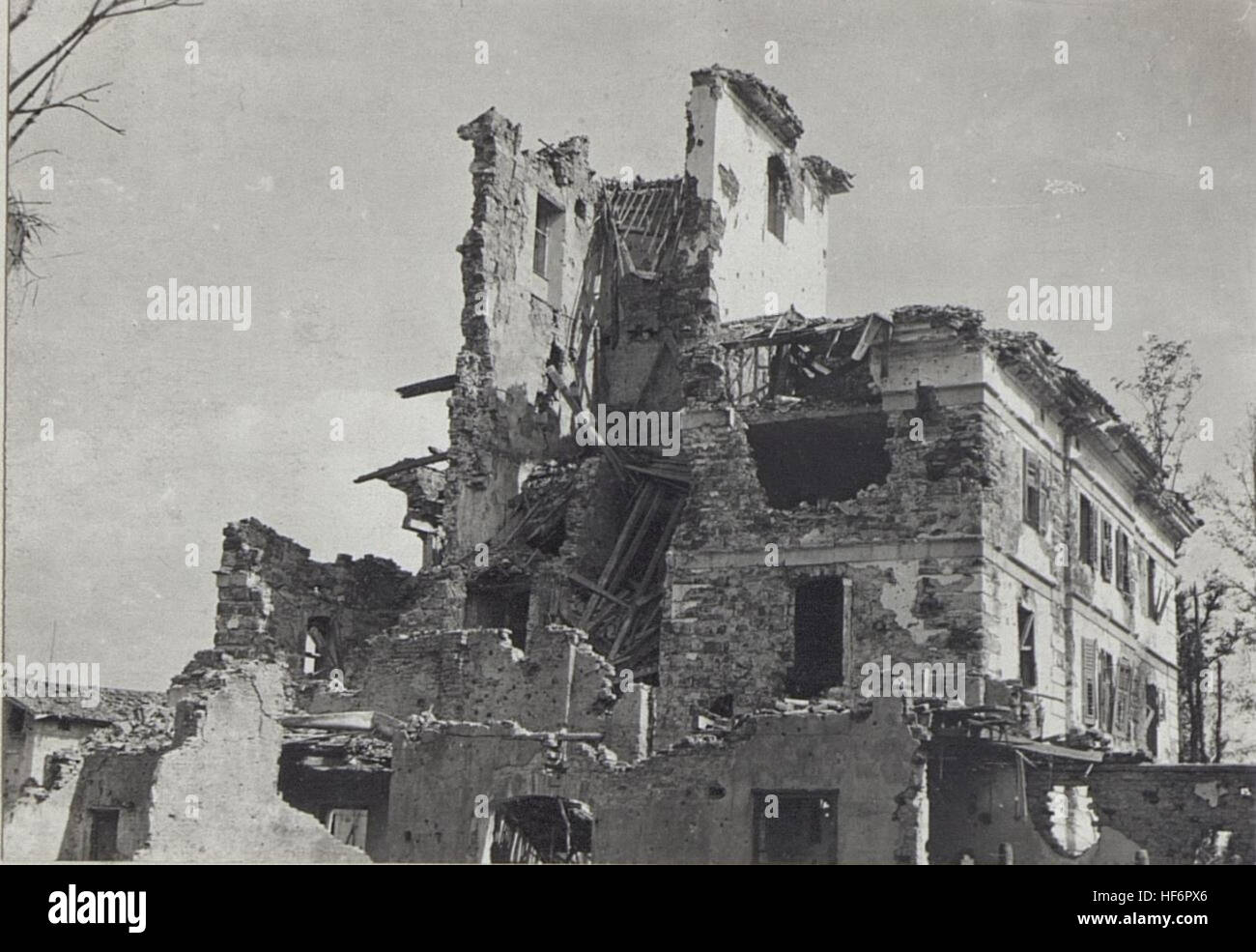 A destroyed castle in Wippachtal on September 11, 1917, during World ...