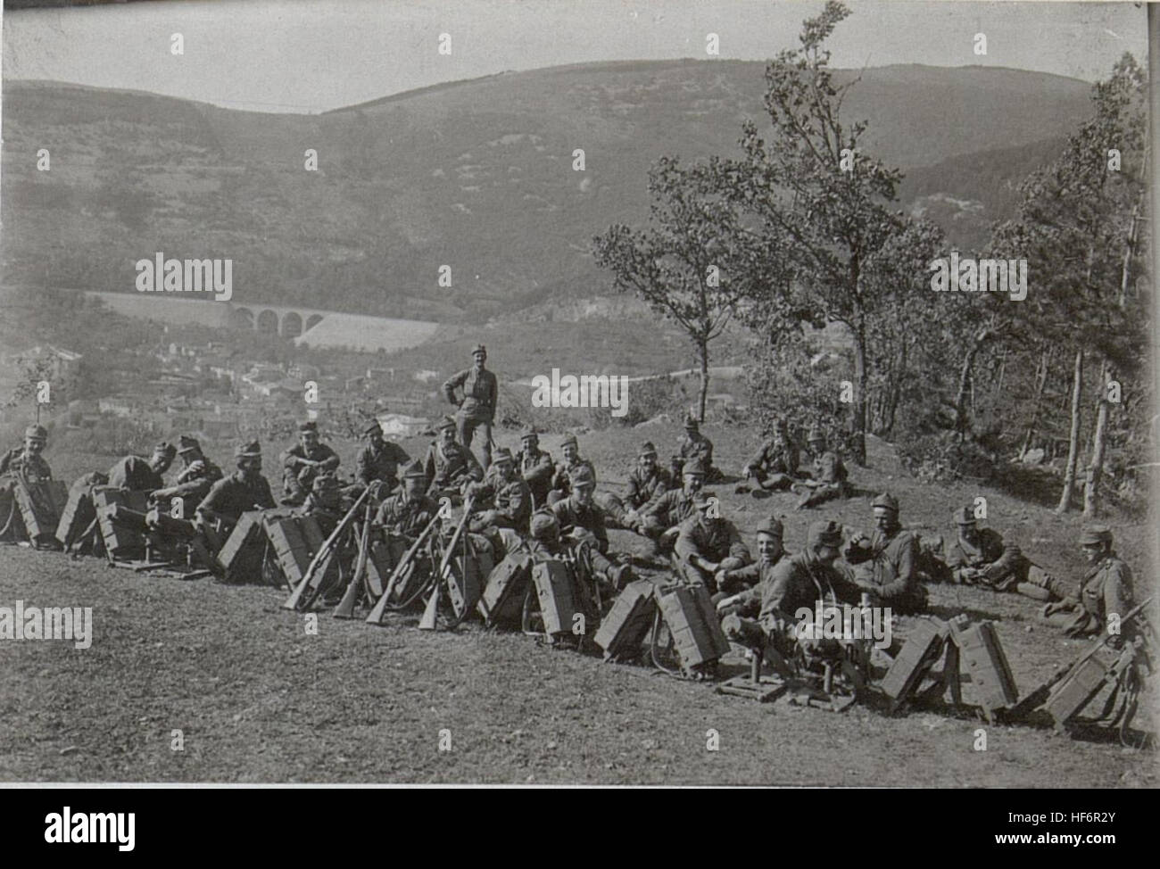A photograph of a machine gun unit on the Isonzo Front during World War ...