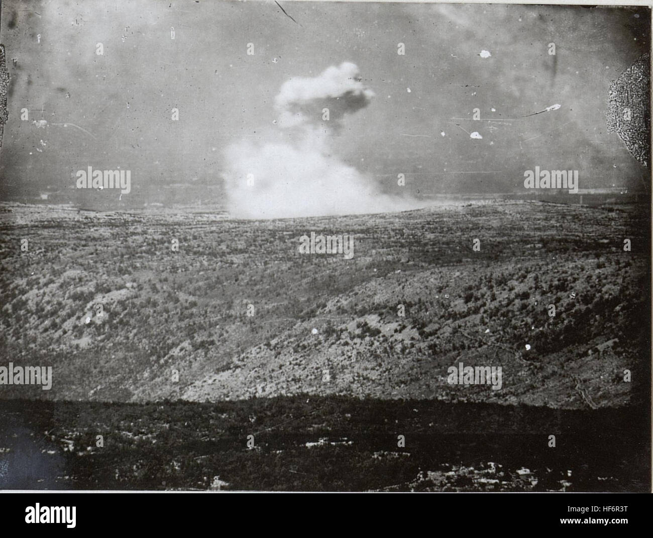 Enemy artillery shell impact on the Karst Plateau, August 3, 1917 ...