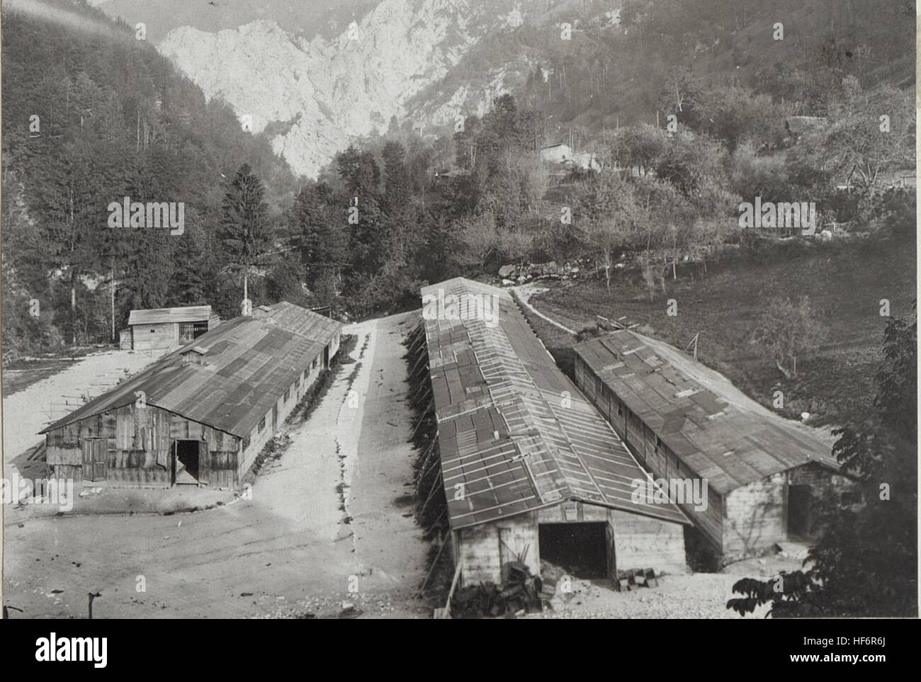 Photo showing horse stables (Pferdebaracken) from the First World War ...