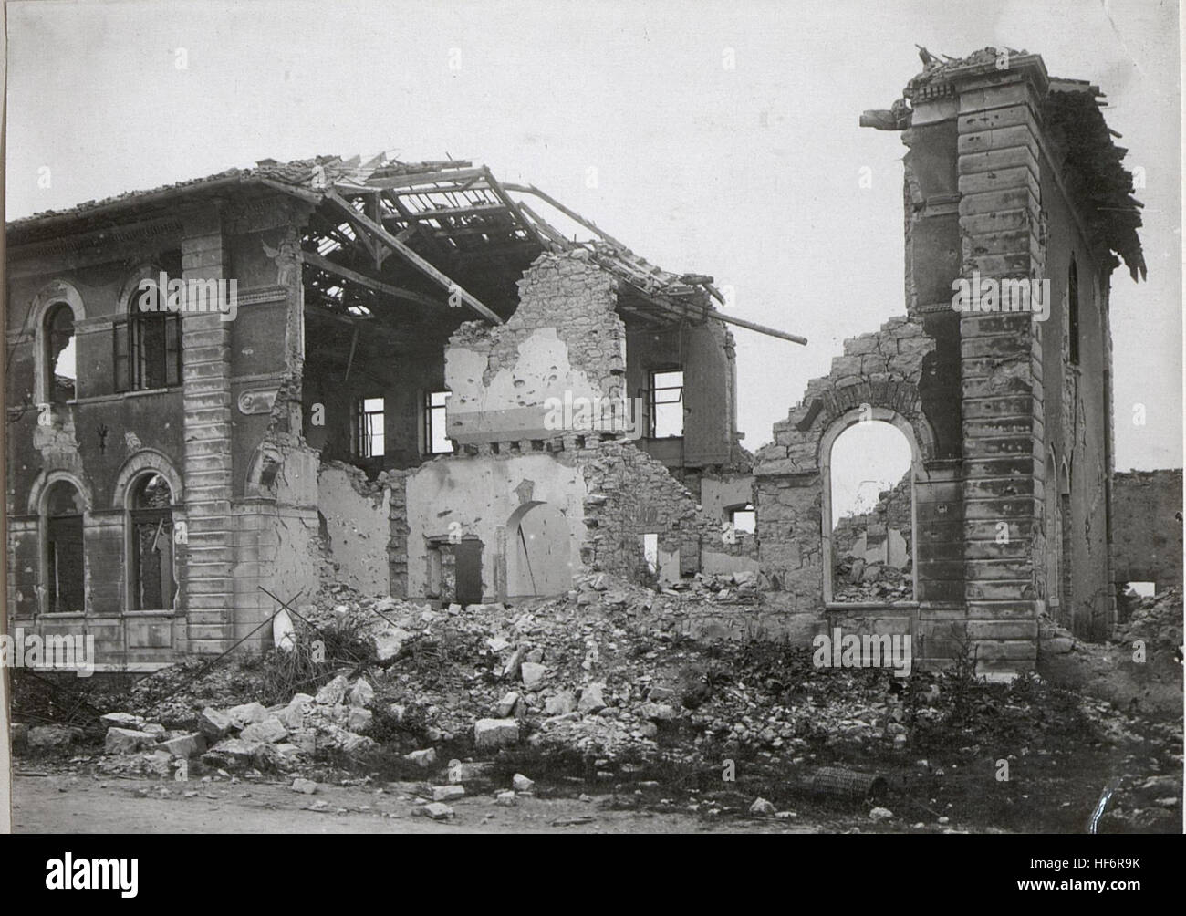 A World War I photograph of a destroyed house at the Isonzo Front ...