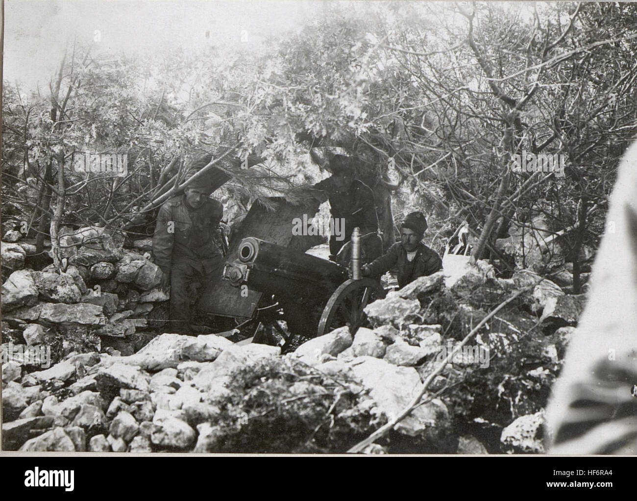 A mountain howitzer on the Isonzo Front, dated September 10, 1917, part of the European military ...