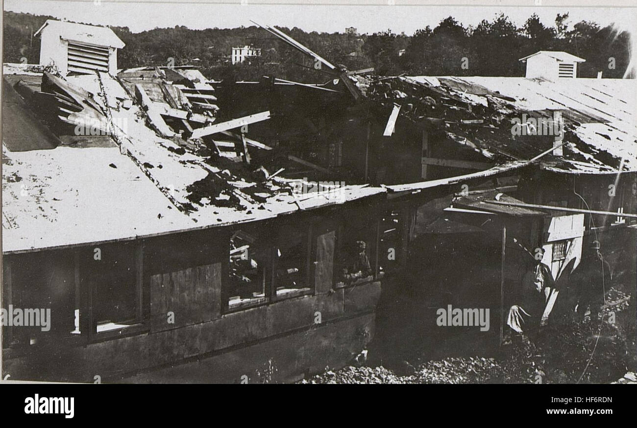 A photograph showing the effect of a grenade strike in a hospital ...