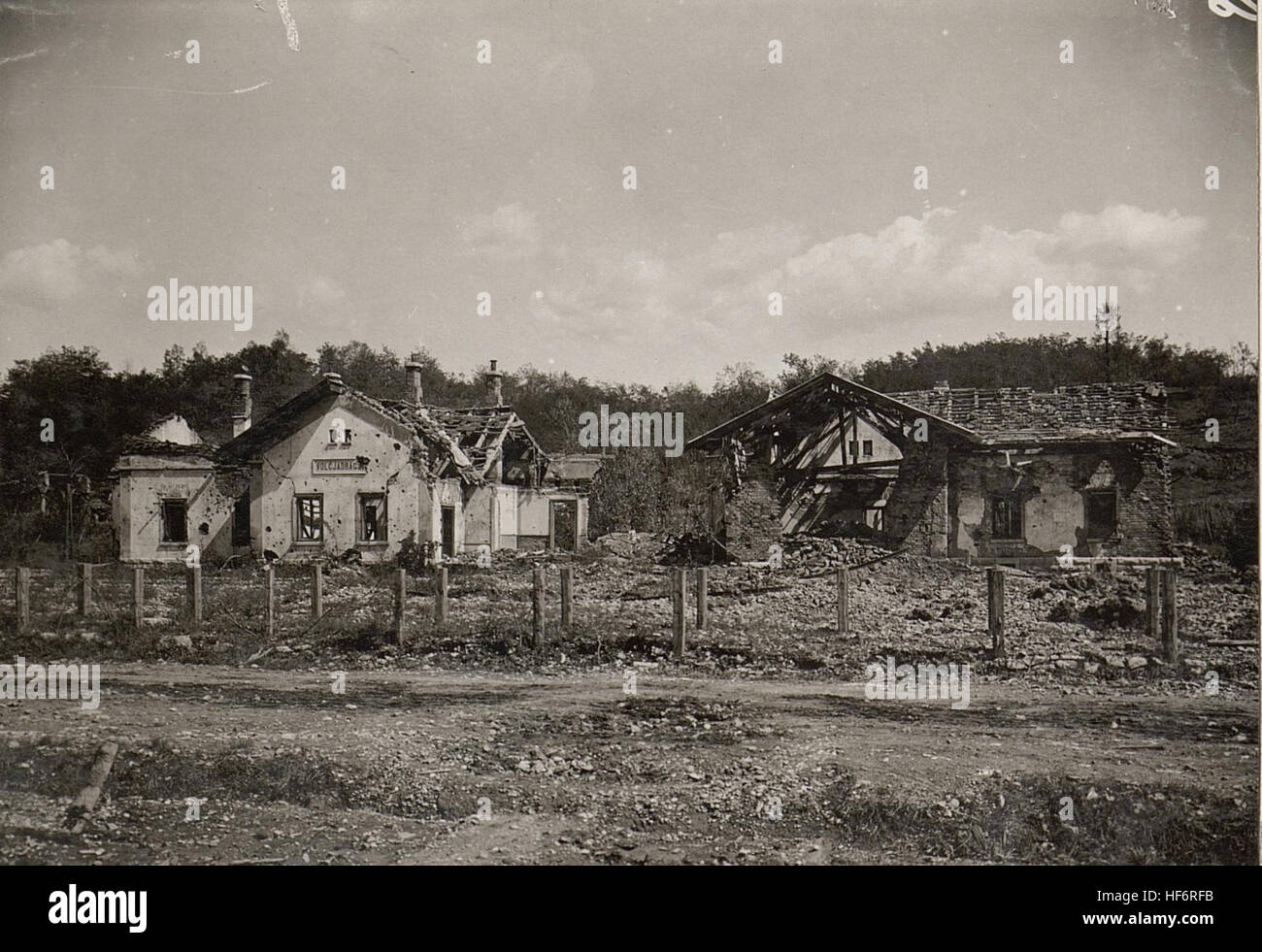 Destroyed railway station building in Volcjadraga, August 30, 1917 ...