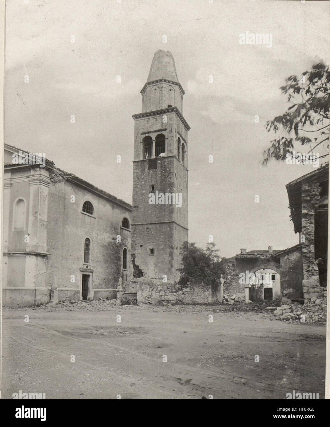 A photograph of the destroyed church in Gorjansko on August 27, 1917 ...