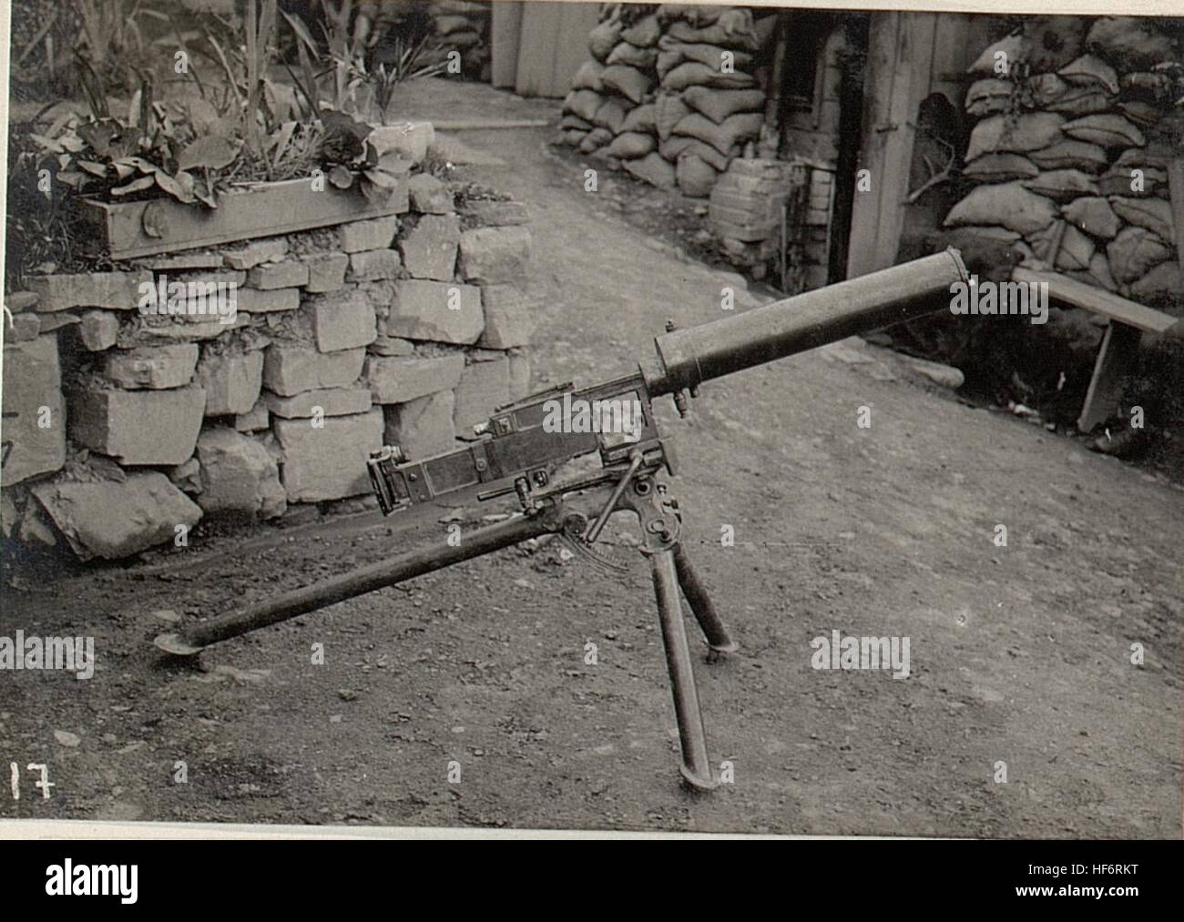 A captured Italian machine gun from August 27, 1917, during World War I ...