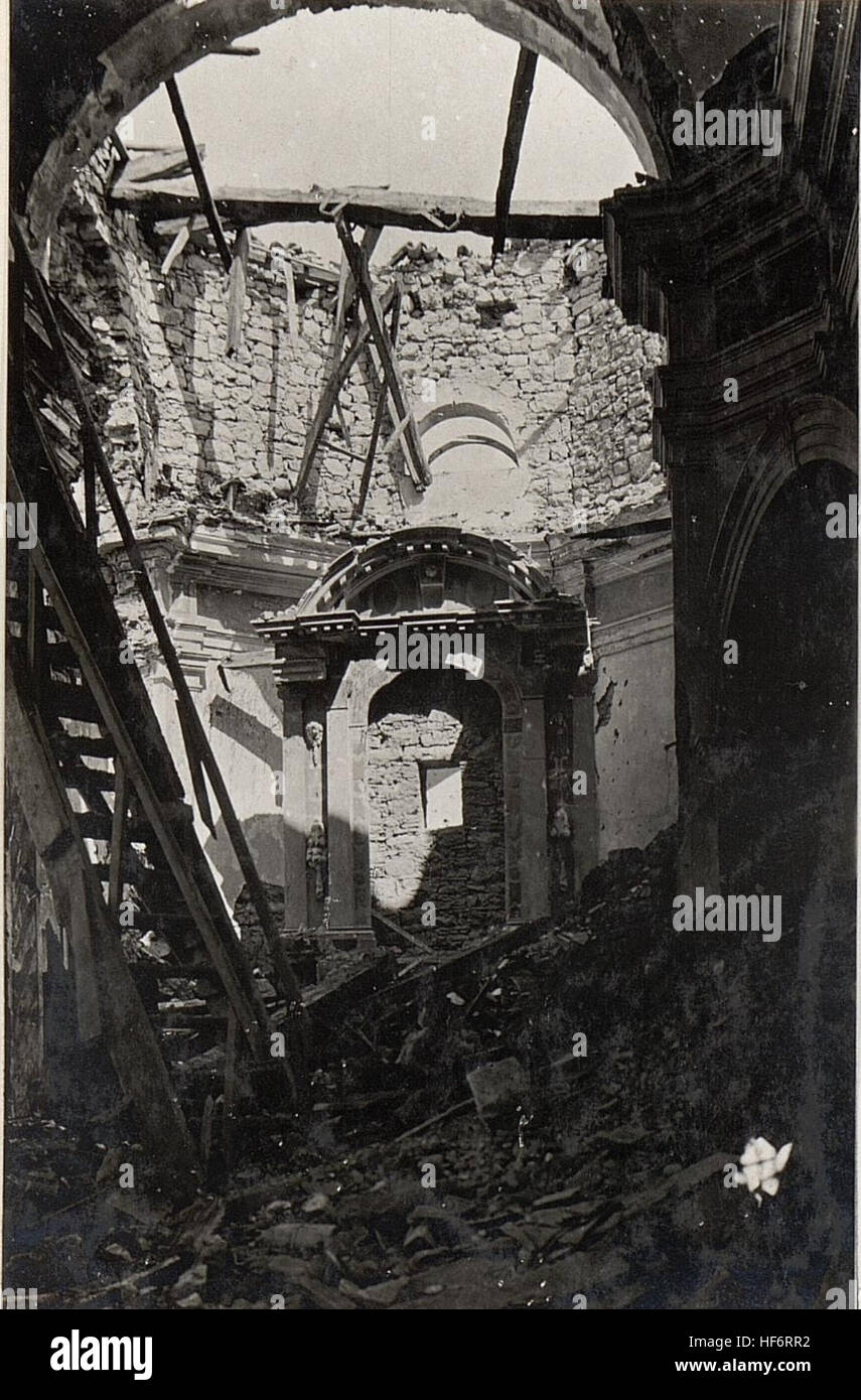 Destroyed interior of the church in Vojscica on August 26, 1917, during ...
