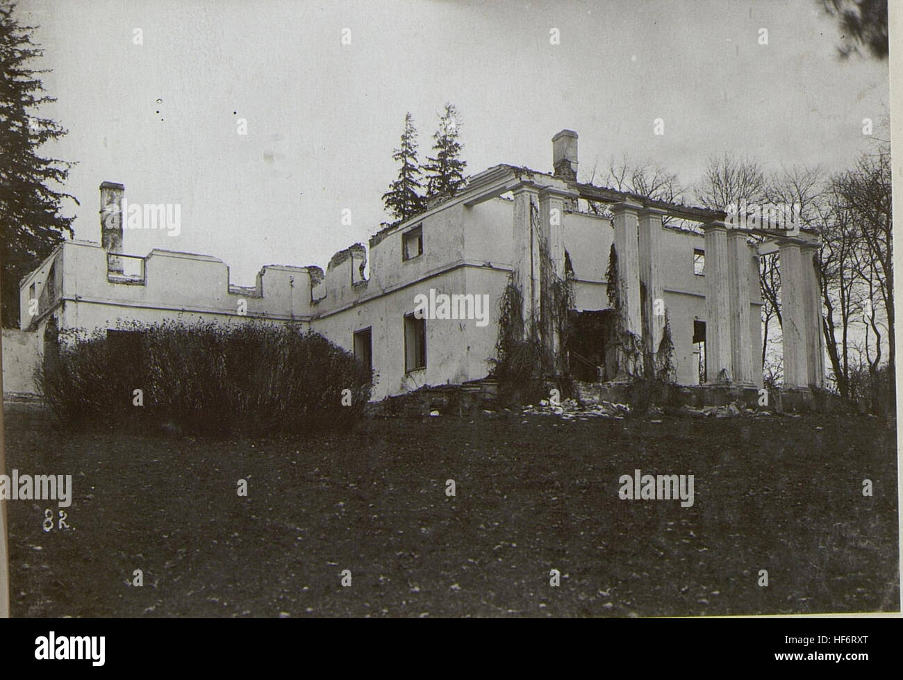 Destroyed castle near Dzwinograd during World War I, part of the ...