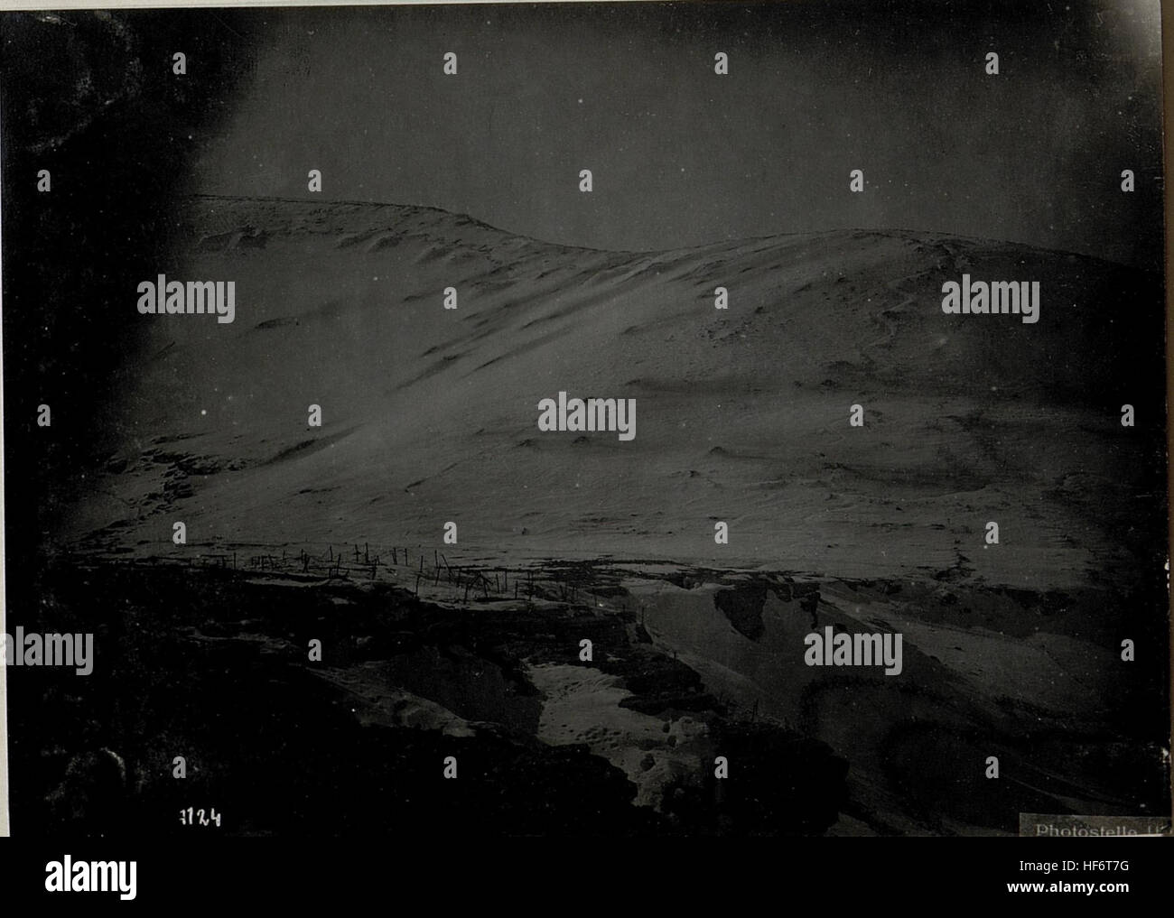 Shell impacts on Monte Meletta during World War I, near Monte ...