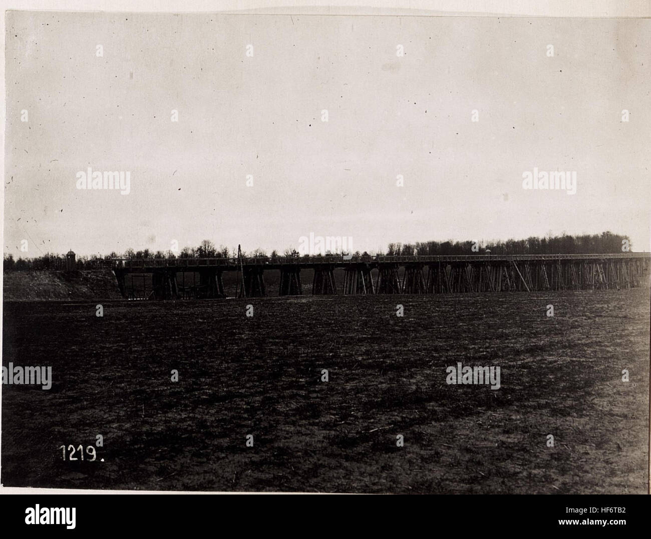 Bridge photograph at Grubeschow, February 17, 1918, showing military ...