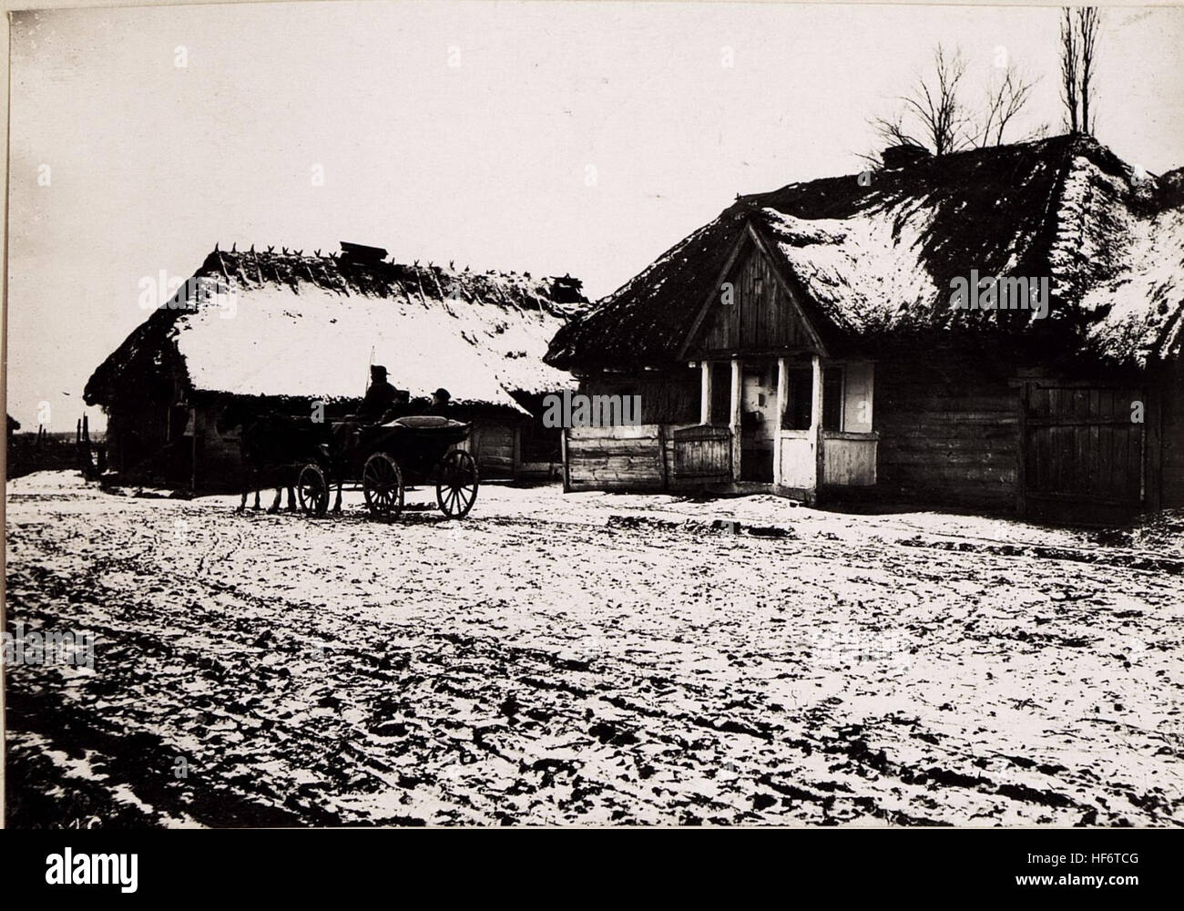 A photograph of Ukrainian houses taken on February 19, 1918, during ...