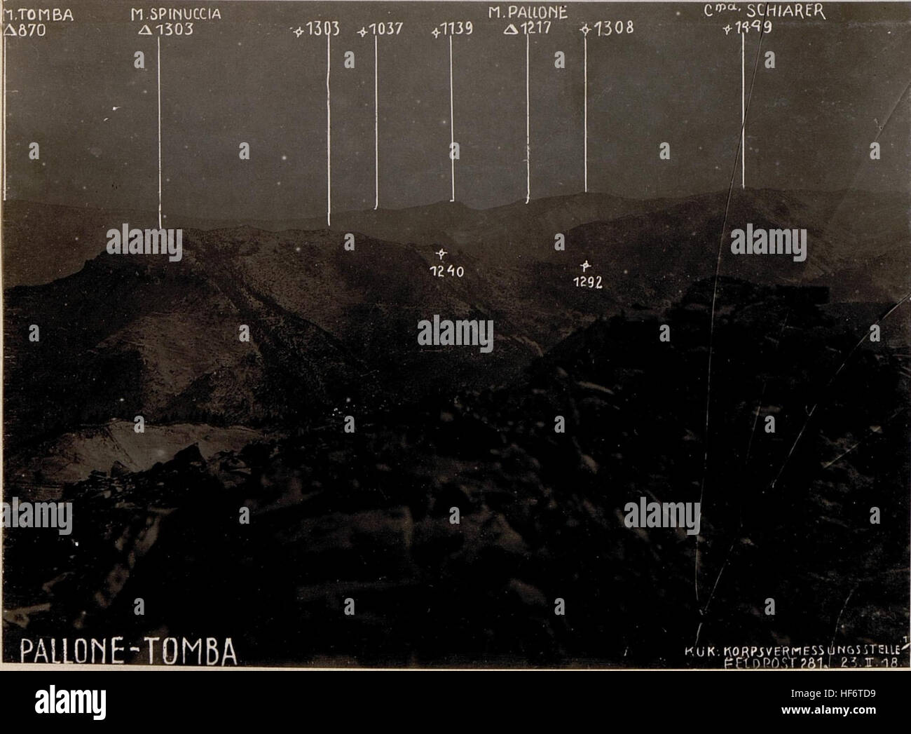 Monte Pallone - Monte Tomba, World War I, European military mapping ...