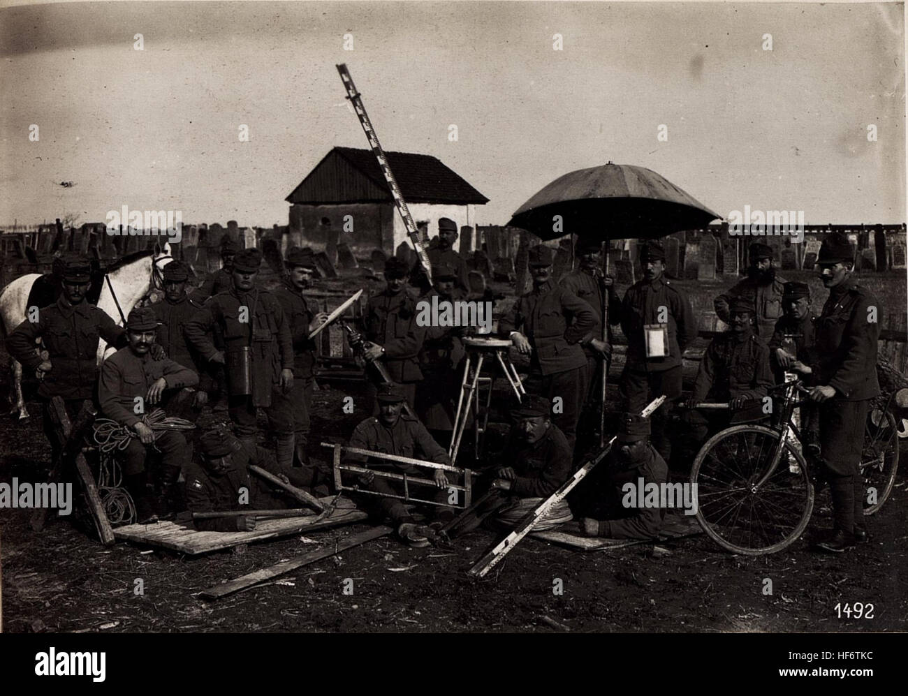 Triangulation group in Cholajow, World War I, with Captain Hartig ...