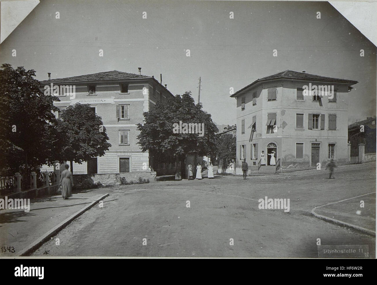 A historical photograph of the Reserve Hospital in Jägerndorf, with the ...