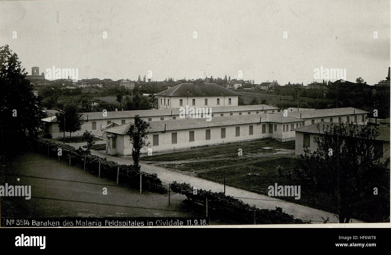 The malaria field hospital barracks in Cividale during World War I, as ...