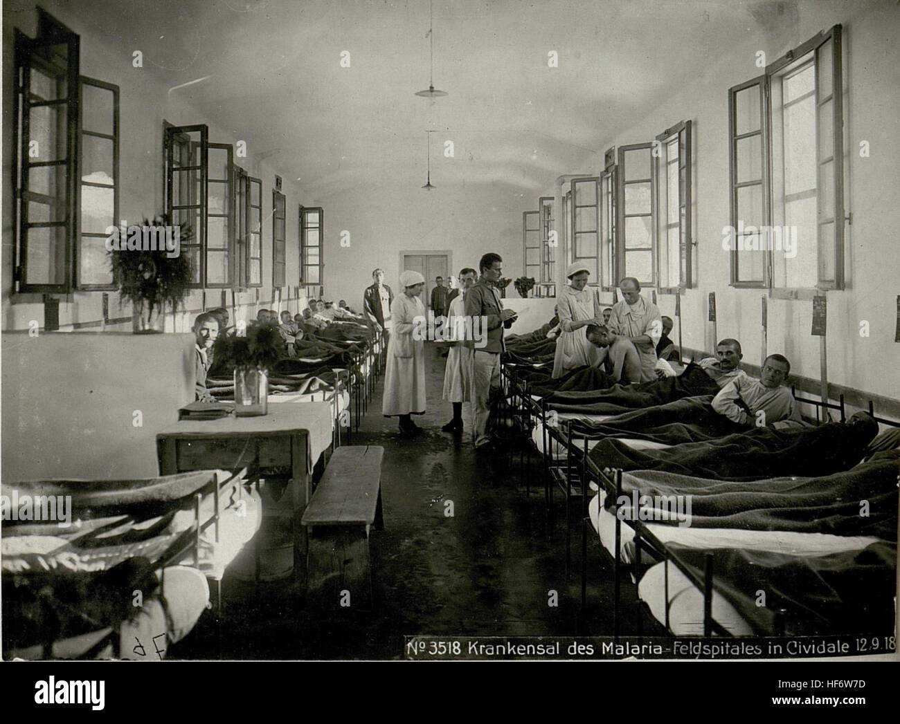 The malaria ward of a field hospital in Cividale during World War I ...