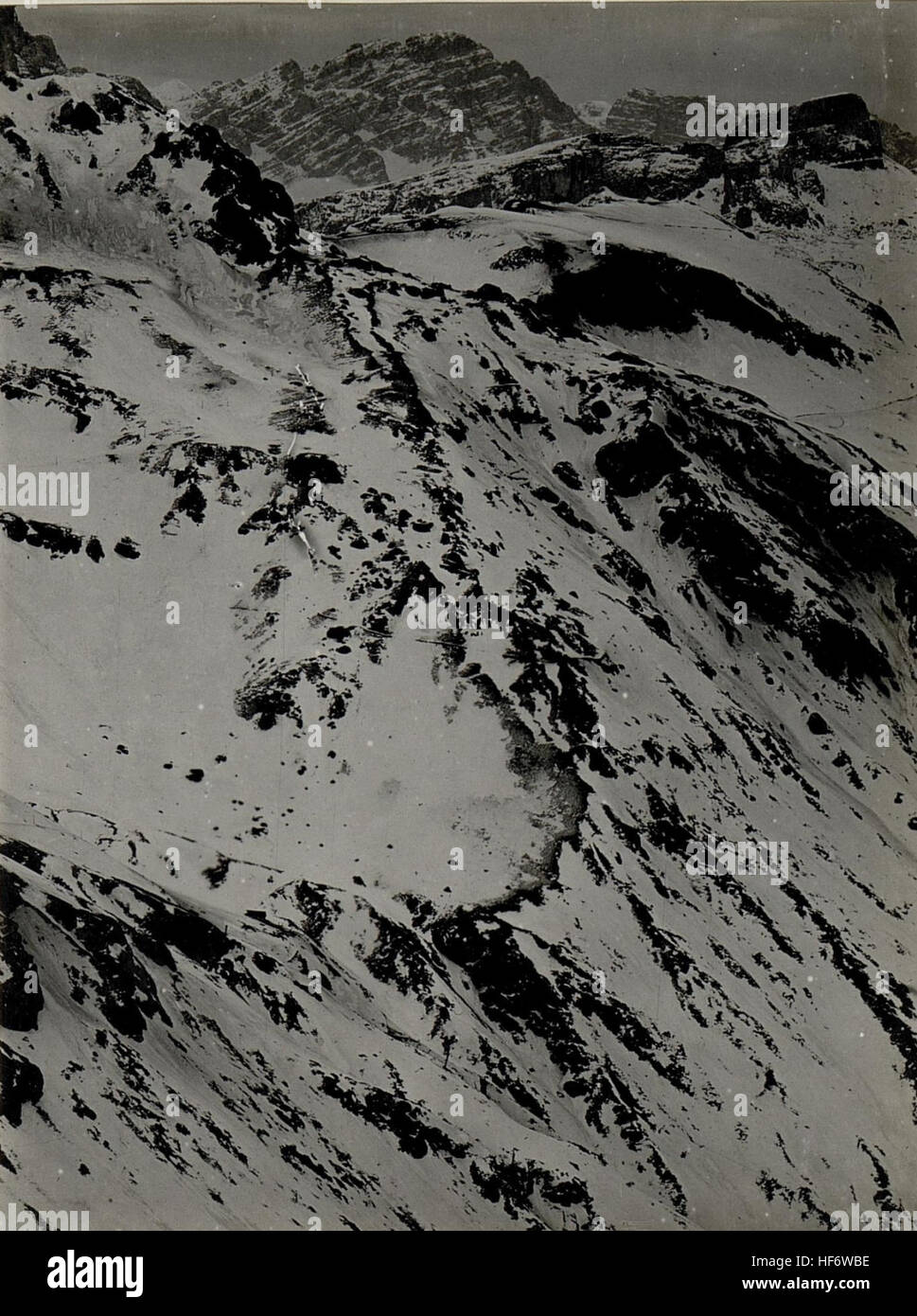 A panoramic view of the Italian Fedaja and Padon positions during World ...