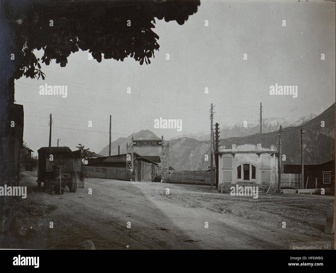 Entrance to the Auto-Reserve in Levico, taken during World War I as ...