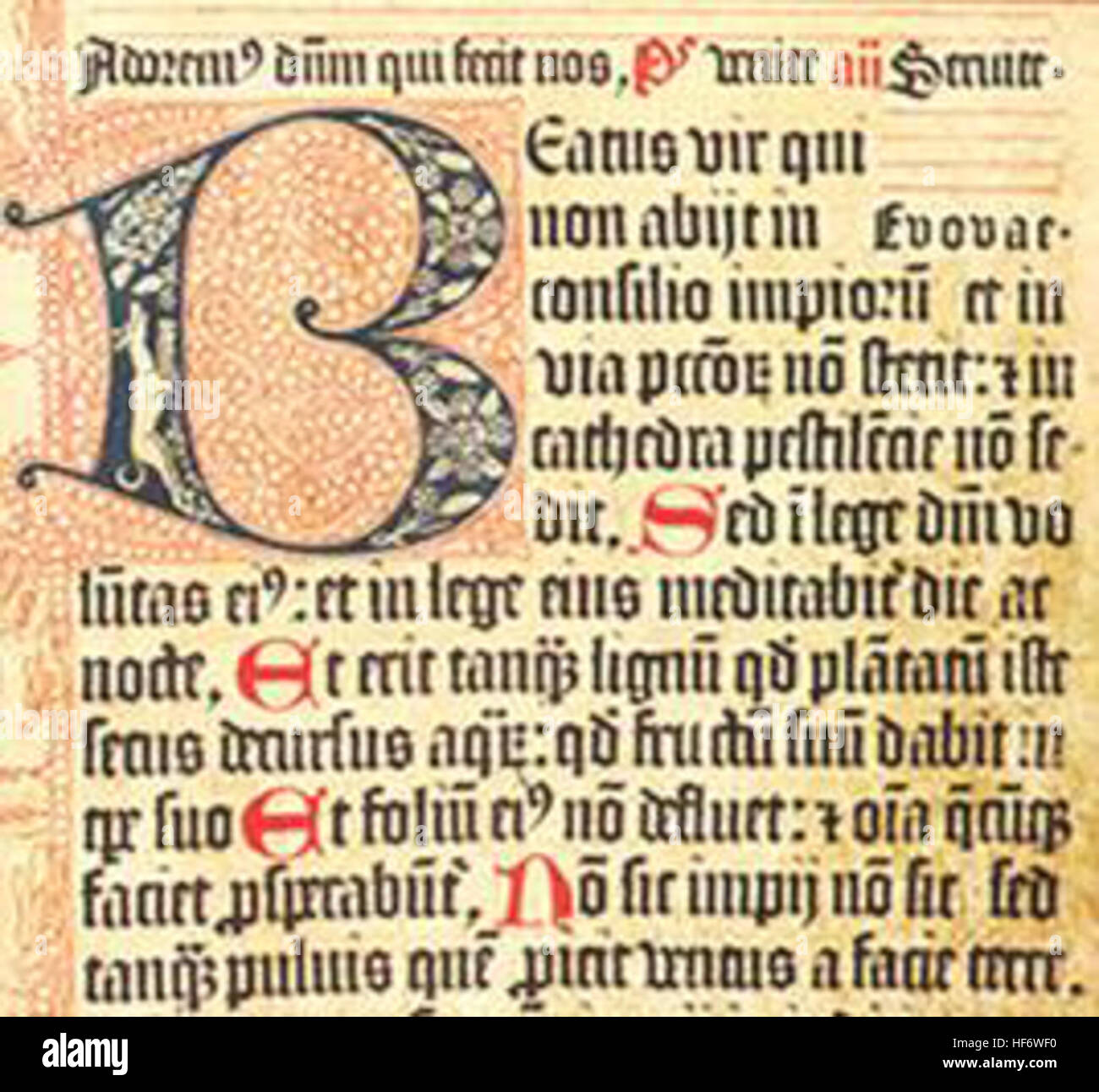 A detailed image from the Mainz Psalter, an illuminated manuscript from ...