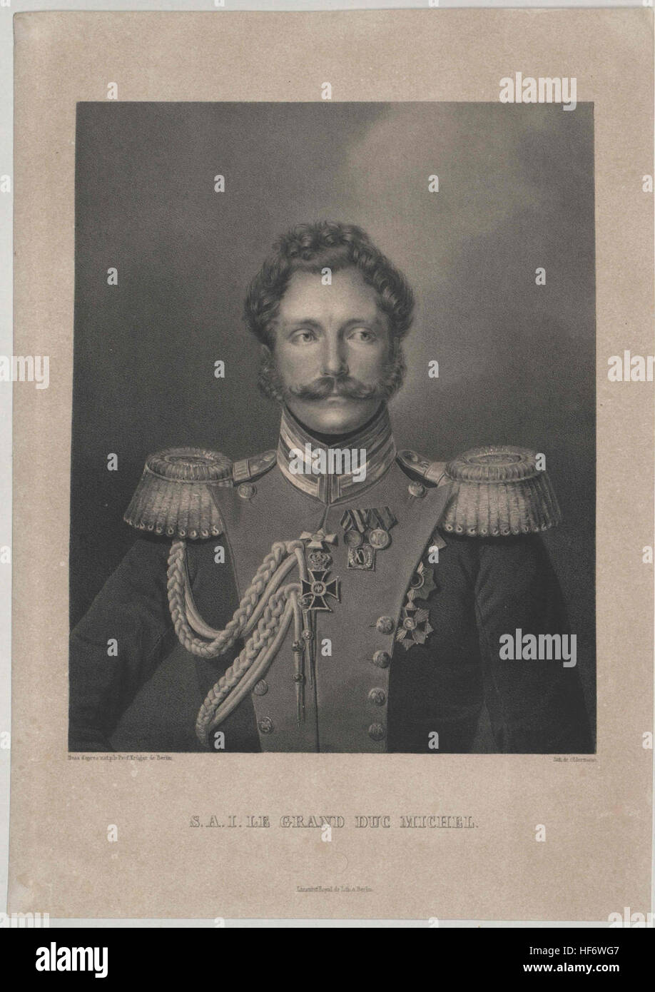 A formal portrait of Emperor Michael Pavlovich of Russia. The image ...