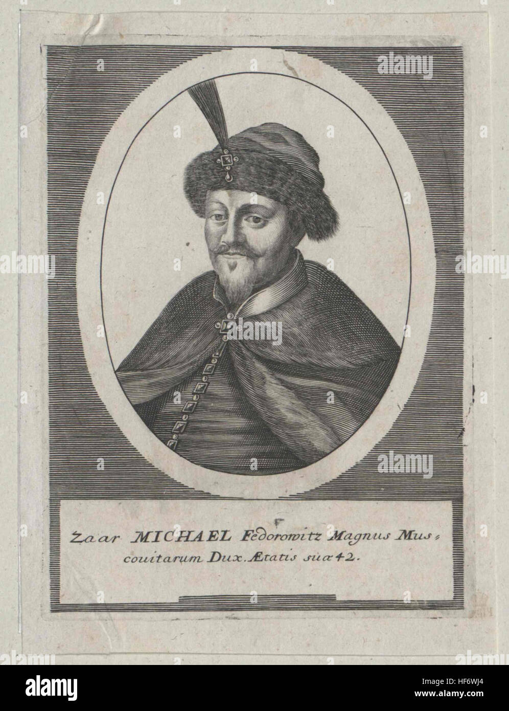 Portrait of Emperor Michael I of Russia, 17th-18th century engraving ...