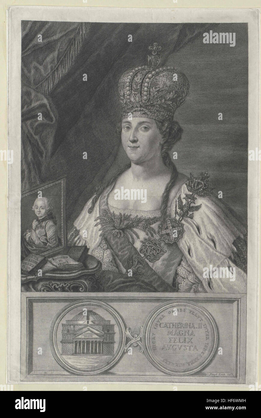 Catherine II of Russia after Torelli with Paul I's portrait (engraving ...