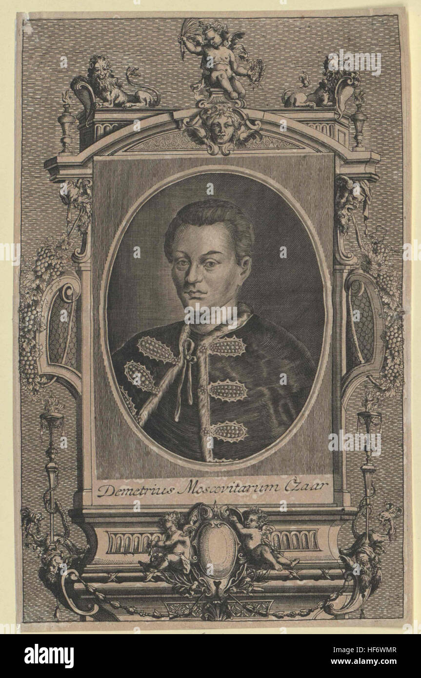 An engraving of False Dmitry I, one of the Russian impostors claiming ...