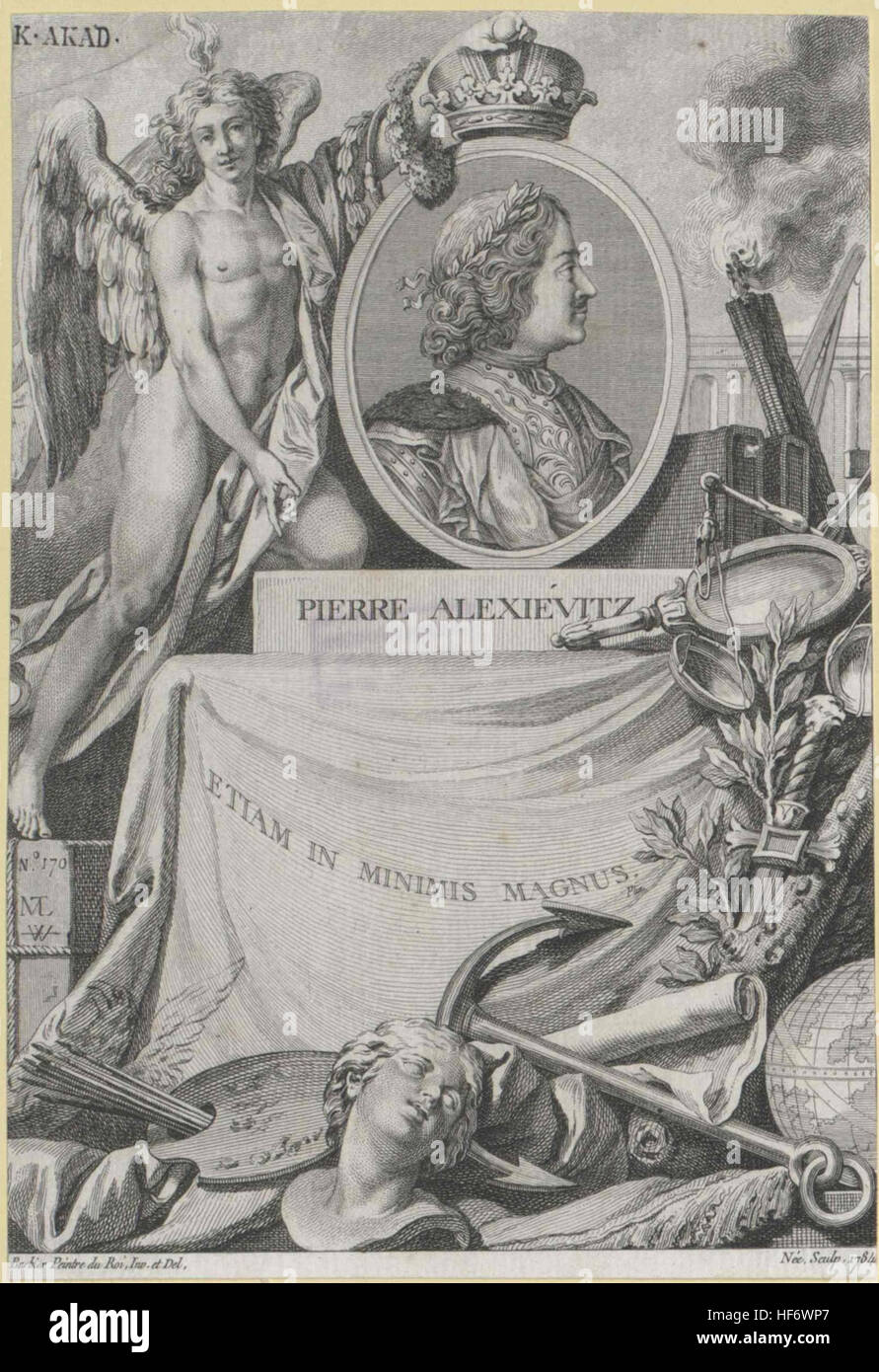 Profile portrait of Peter I of Russia (engraving) 02 Stock Photo - Alamy