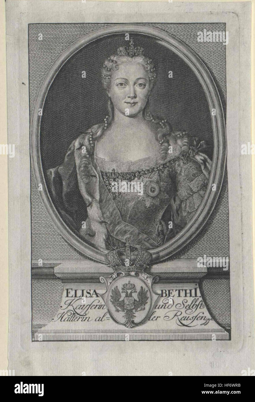 Engraving of Empress Elizabeth of Russia, portrait, royalty, Russian ...