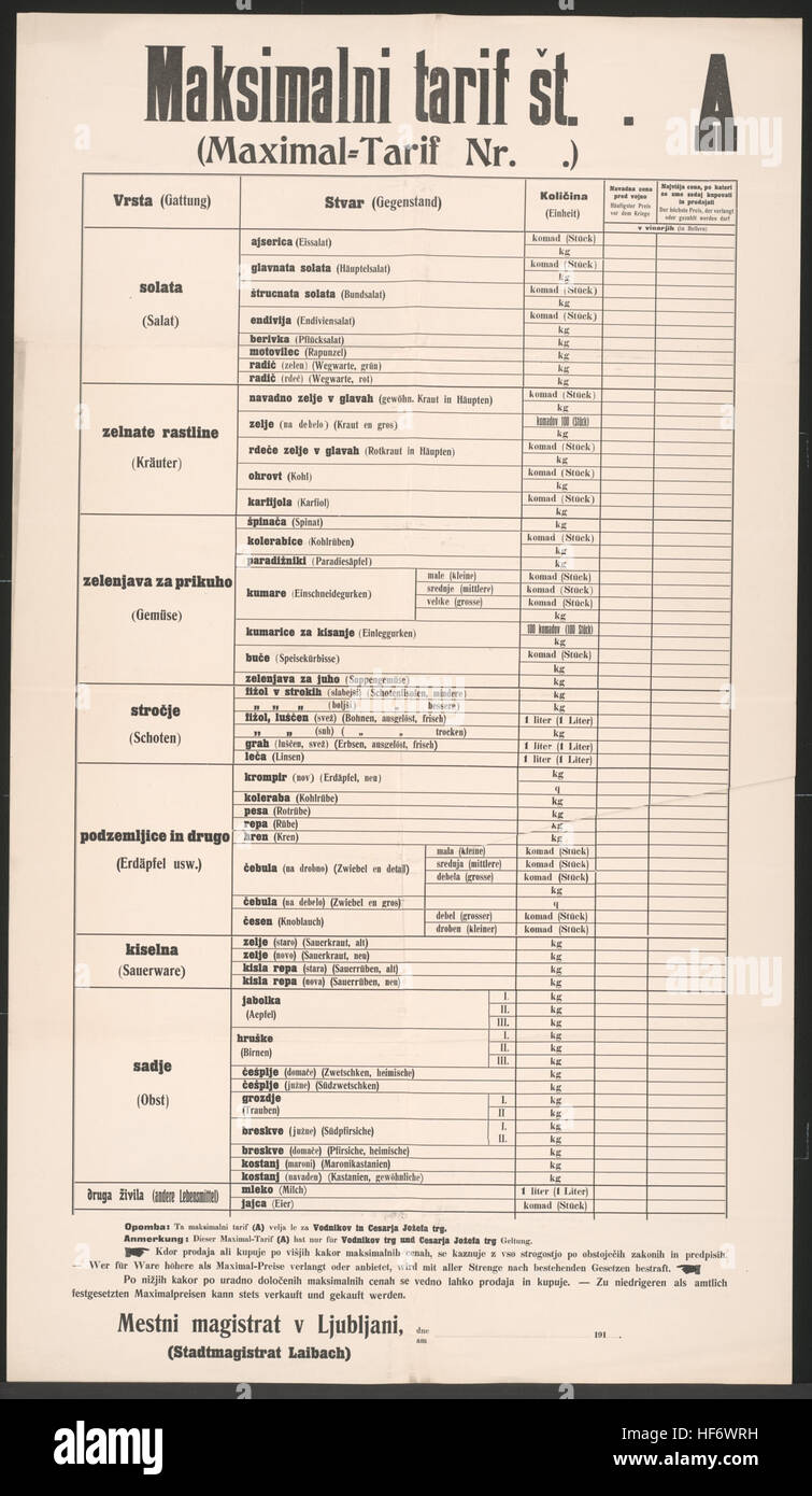 Maximum tariff table hi-res stock photography and images - Alamy