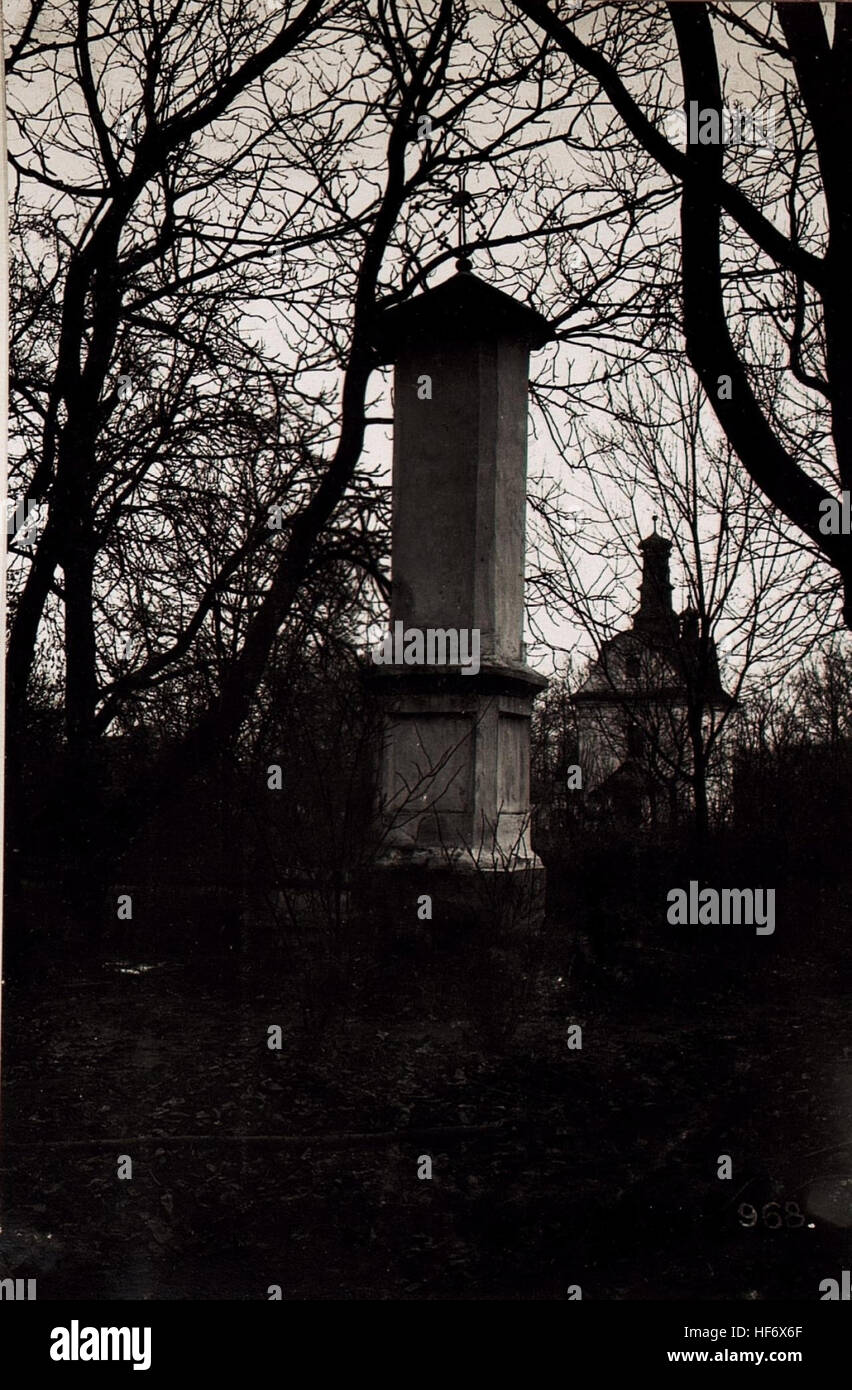 A photograph of a World War I obelisk memorial, commemorating soldiers lost in the European ...