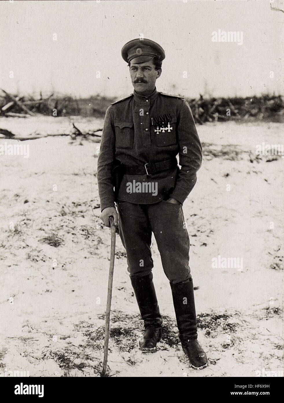 Russian captain at the positions of the 2nd Infantry Division during ...