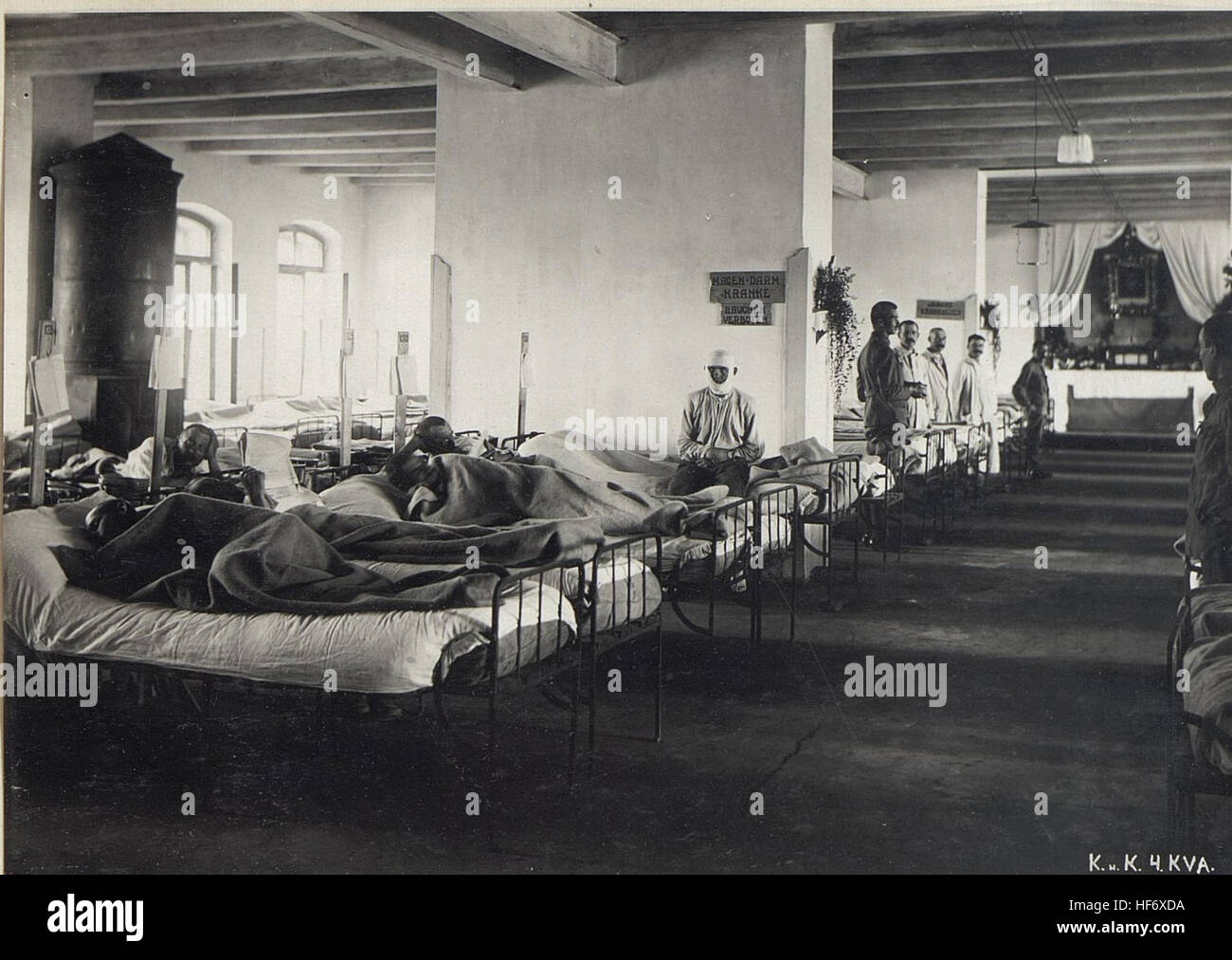 Interior of a military building, captured during World War I as part of ...