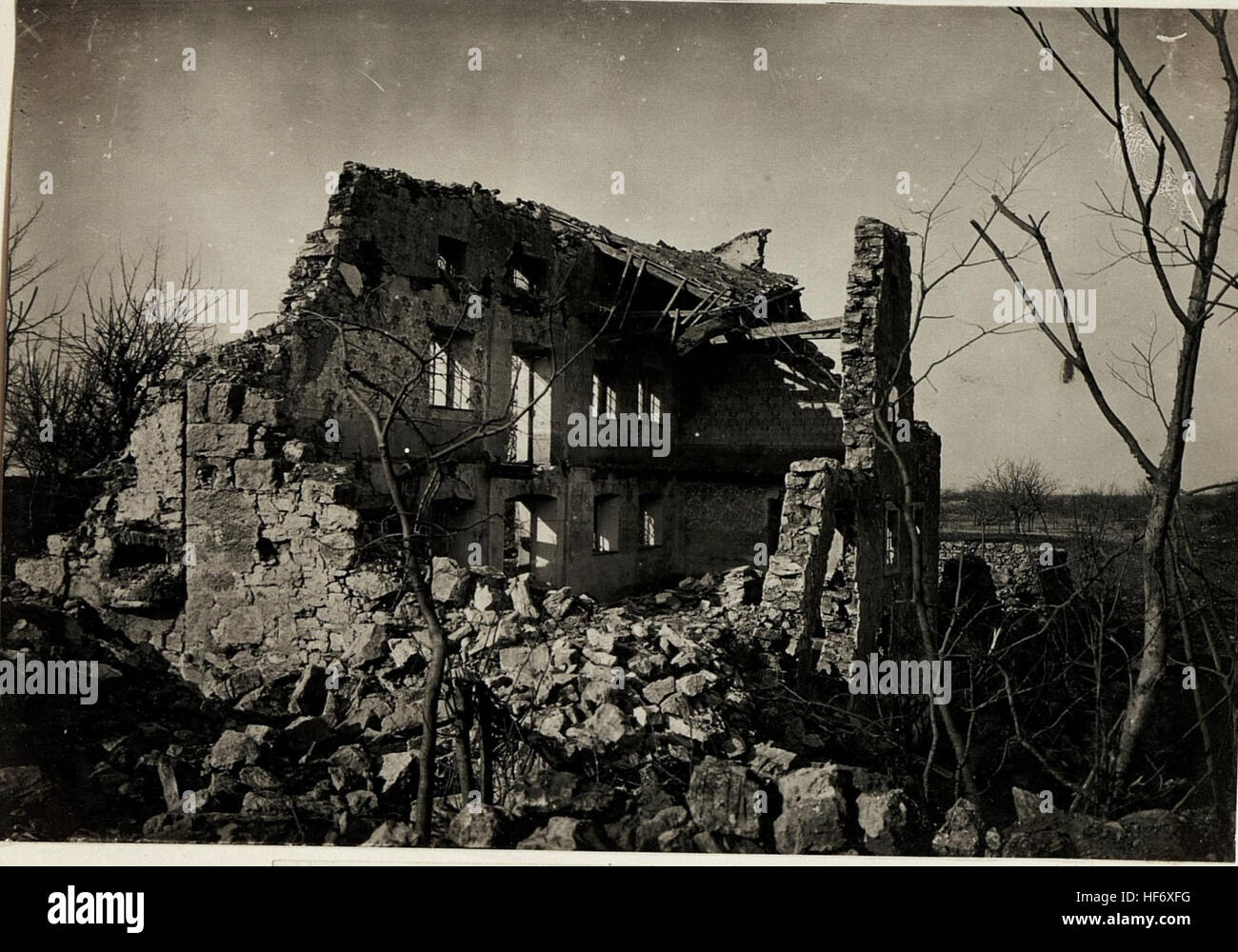 Destroyed house in Selo during World War I, a result of wartime ...