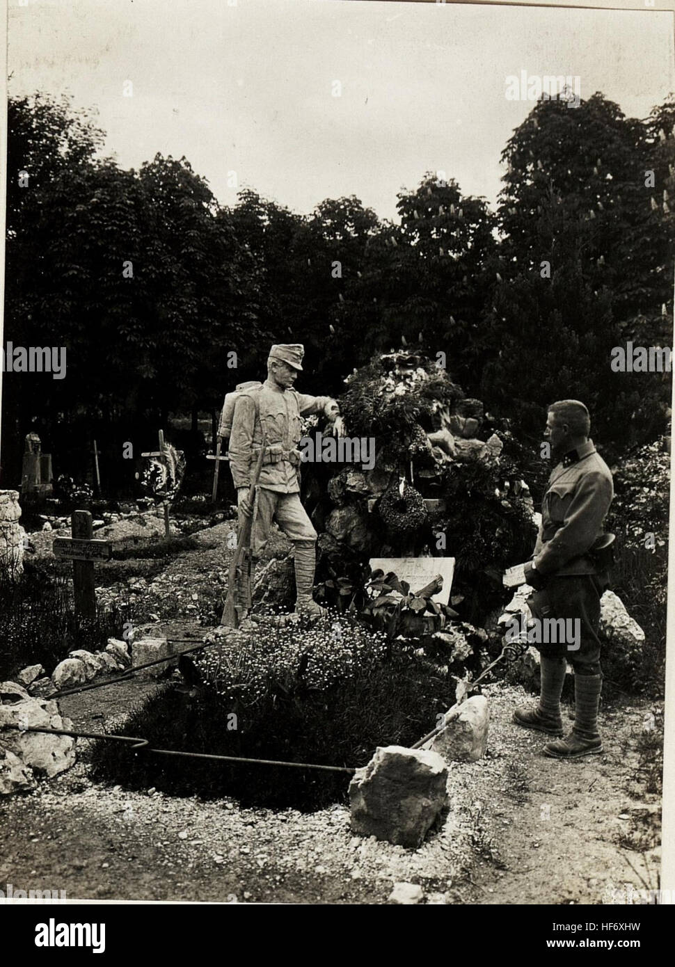 A photograph of the soldiers' grave memorial in Tolmein, taken in 1916, commemorating those lost ...