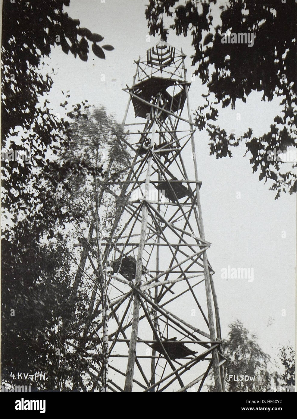 High observation post at Fusow, World War I, military survey Stock ...