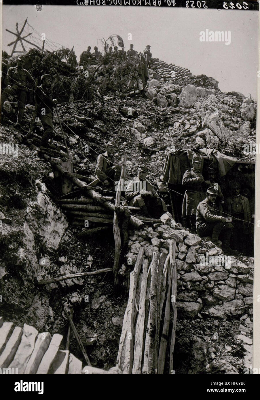 This historical photograph showcases the readiness cave at Vrsic Pass ...
