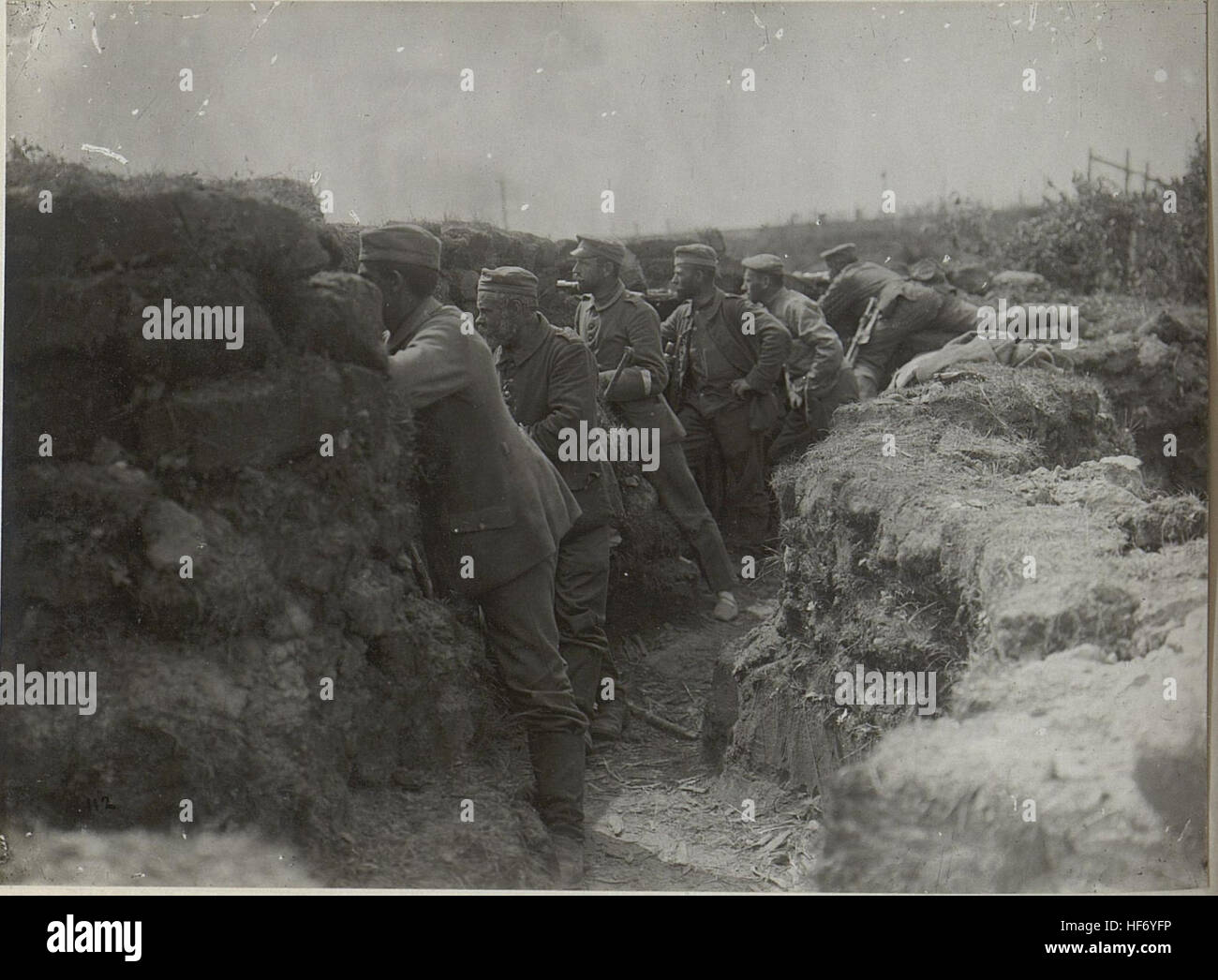 German trench positions at B-Swidniky, with soldiers posted along the ...