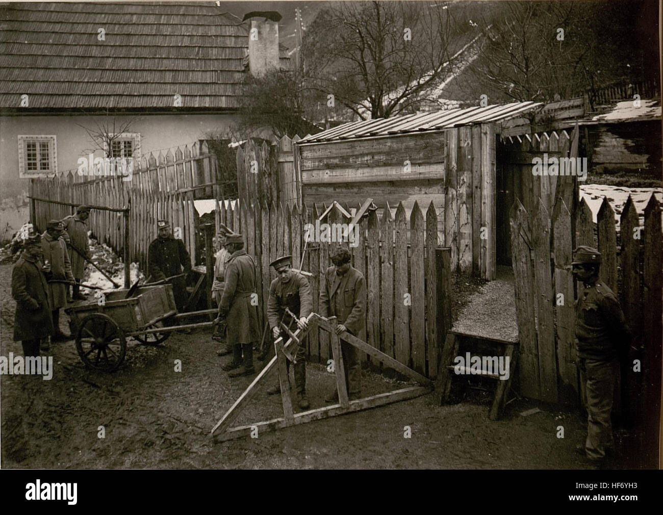 Sanitation unit building a latrine during World War I. This photograph ...