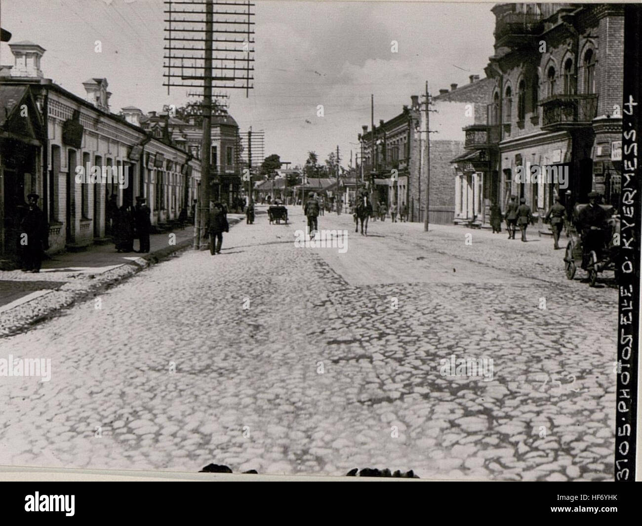 Main Street in Kowel, Ukraine, captured during World War I, showing the ...