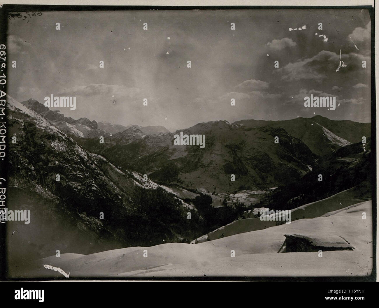 View of the mountain fortifications at the Plöcken Pass, First World ...